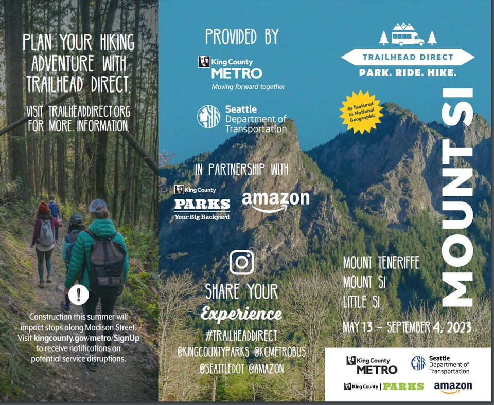 시애틀에서 대중교통 버스타고 등산간다. 'Trailhead Direct' 시즌 5 개시